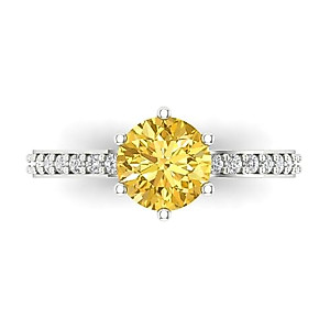 Clara Pucci 1.96ct Round Cut Solitaire Genuine Yellow Simulated Diamond Engagement Promise Anniversary Bridal Ring 18K White Gold 8
