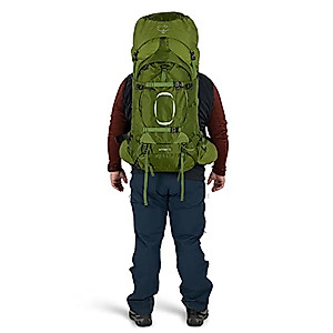 Osprey Aether 65L Men's Backpacking Backpack, Garlic Mustard Green, Extended Fit, Small/Medium