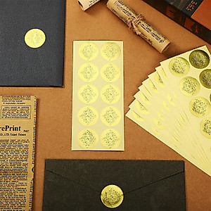 100 Pieces Embossed Gold Foil Certificate Seals Envelope Gold Foil Seals Embossed Stickers for Wedding Invitations Certificates Envelopes Students, Flower Pattern