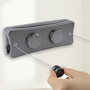 Retractable Clothesline, 16.7Ft Clothes Line Retracting Outdoors, Twin Clothes Drying Laundry Line Indoor, Heavy Duty Adjustable Laundry line Wall Mounted Stainless Steel Line