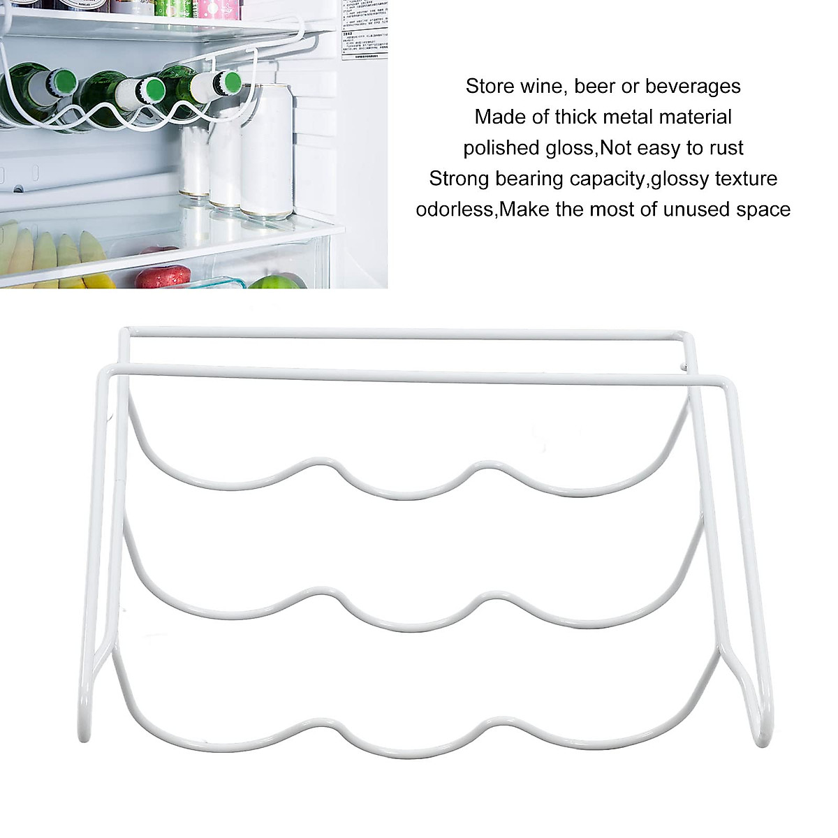 Fridge Wine Holder, Thickened Metal Material, Strong Bearing Capacity, Convenient and Practical, Wine Rack Storage Organizer for Kitchen Countertop for Wine, Beer, Water