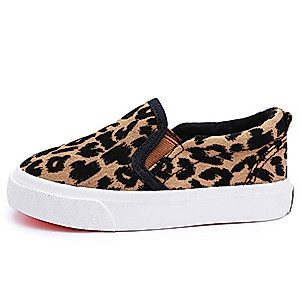 Stylein Boy's Girl's Canvas Sneakers Casual Leopard Print Slip-on Loafer Shoes Flats（Toddler/Little Kid）