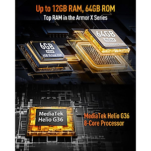 Ulefone Armor X13 & Case Rugged Smartphone, 50MP+24MP Night Vision Camera, Octa-core 12GB RAM 64GB ROM, 6.52 inch Screen, 6320mAh, Global Dual 4G, NFC/OTG/GPS/IP68/IP69K, Black