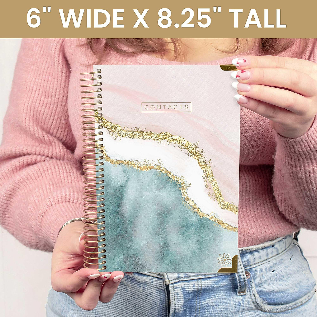 bloom daily planners Hardcover Contacts Address Password Book - Alphabetical Organizer with Tabs - 6” x 8.25" - Daydream Believer