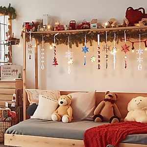 Lanpn 26PCS Christmas Ornaments Crystal Christmas Tree Decoration, Hanging Clear Acrylic Snowflake Icicle Drop Pendants for Xmas Winter Outdoor Indoor Party Decoration Transparent