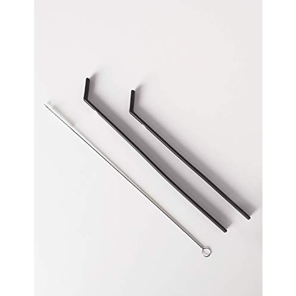 KoffieStraw Reusable Straws | 2-Pack Straws with Stainless Steel Cleaning Brushes | Long Lasting & BPA-Free Standard Size Straws for Coffee, Tea, Milk, Cold and Hot Drink | Black - 8", 10"