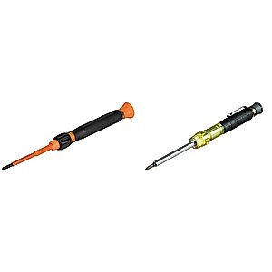 Klein Tools 2-in-1 Precision Screwdriver Set with Insulated Phillips and Slotted Bits + 4-in-1 Electronics Pocket Screwdriver