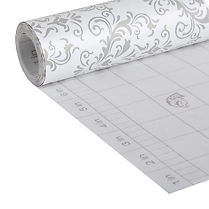 Duck 286448 EasyLiner Adhesive Laminate Prints Shelf Liner, Gray Damask, 20 in. x 15 ft., 6 Rolls