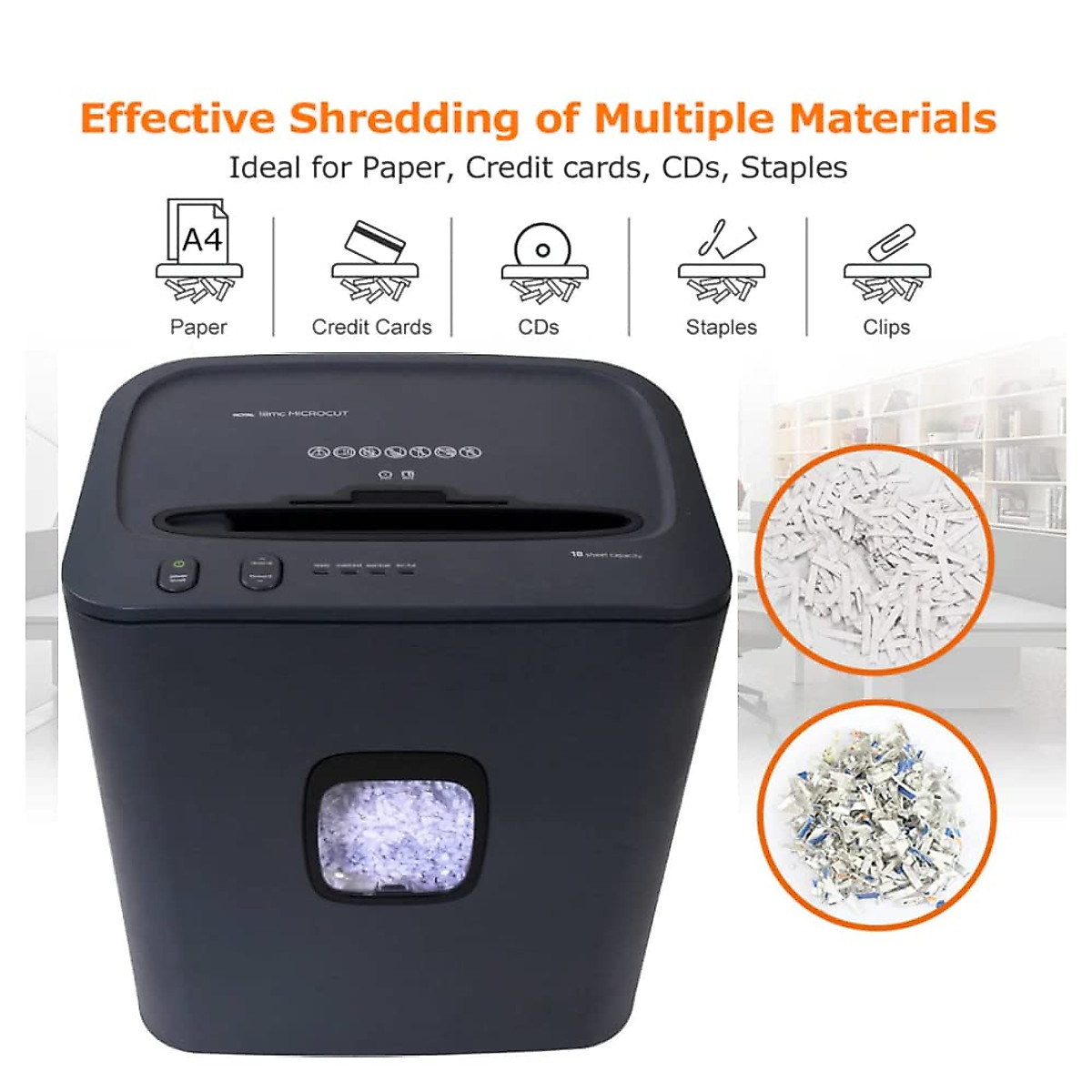 Royal Consumer Micro-Cut Paper Shredder, 18 Sheet, Ultra Quiet Pro Series, Auto Start/Stop Function, Basket Full Sensor, Dark Grey (RDS-89117X) (Renewed)