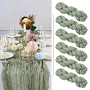 6 Pack Cheesecloth Table Runner Gauze Table Runner 10FT Long Semi-Sheer Table Runner Boho or Rustic Wedding Table Decor for Wedding Decor Arch Draping Bridal Shower Holiday Party (Sage Green)