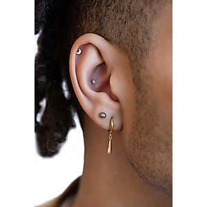 Pierced Owl 16GA G23 Implant Grade Titanium Crescent Moon Threadless Push in Flower Base Stud (Silver Tone)