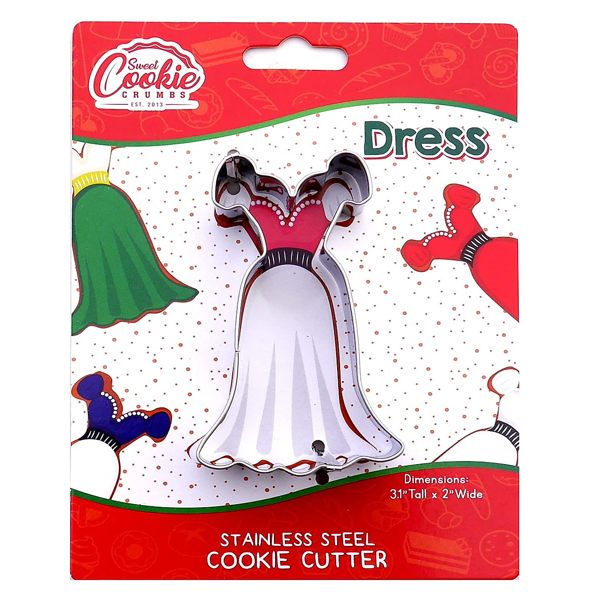 Sweet Cookie Crumbs Dress Cookie Cutter- Stainless Steel