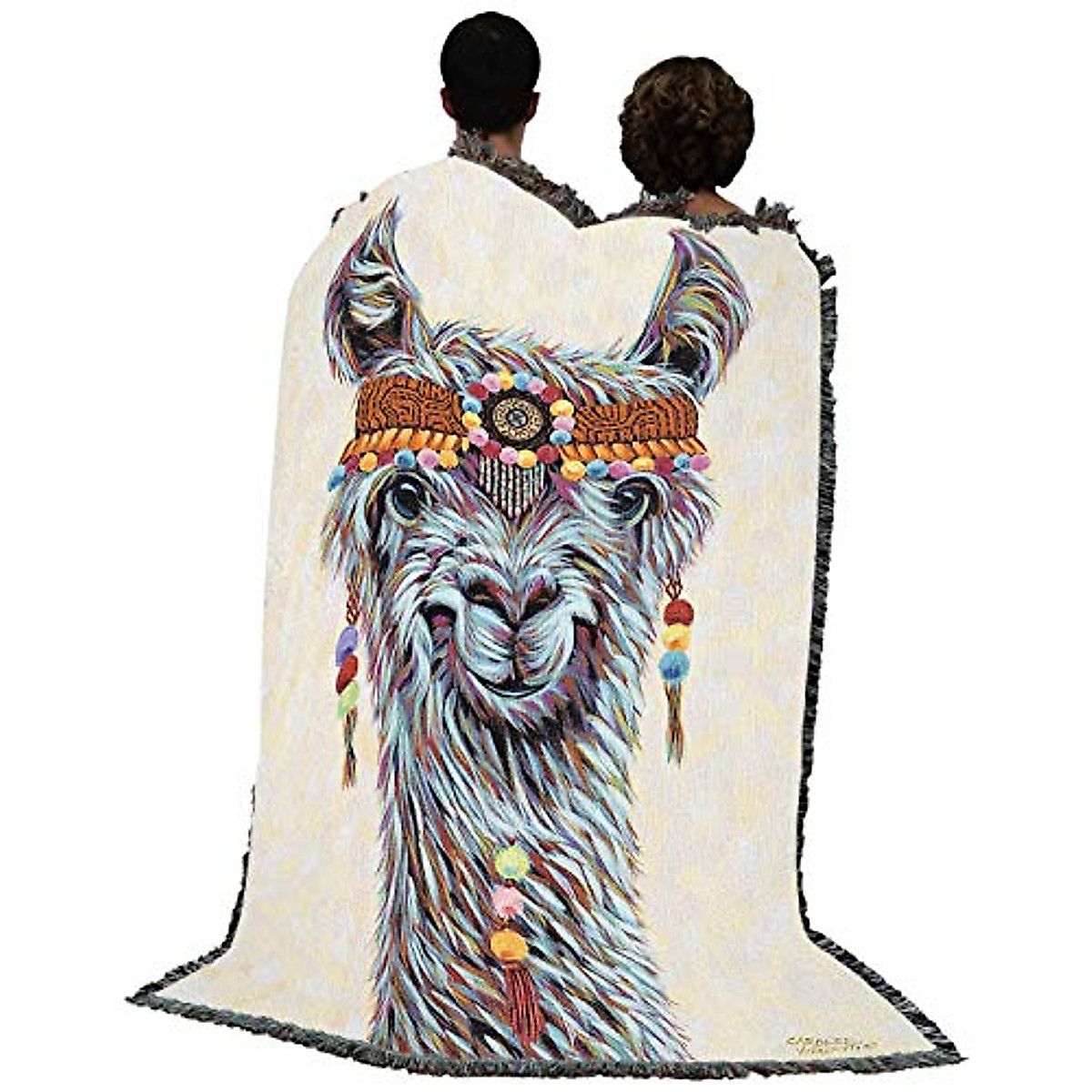 Pure Country Weavers Hippie Llama Blanket by Carolee Vitaletti - Cute Funny Gift Tapestry Throw Woven from Cotton - Made in The USA (72x54)