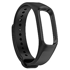 TenCloud 3 Pack Band with Case Compatible with Oppo band/OnePlus Smart Band Tracker Silicone Watch Strap with Protective Case Replacement for OnePlus Smart Band (Black+Nave Blue+Red)