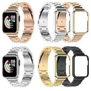 Stainless Steel Strap for Redmi Watch1/Mi Watch Lite 1 Waterproof Bracelet Durable Smartwatch Band Belt Watch Wristband Wristbands Sweat Proof for Women Men Bracelets Fashion