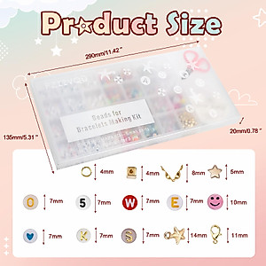 FZIIVQU 1400pcs 6 Colors 4x7mm Letter Beads for Bracelets Making Kit Alphabet Beads for Jewelry Making with Number Heart Beads Friendship Bracelet Kit