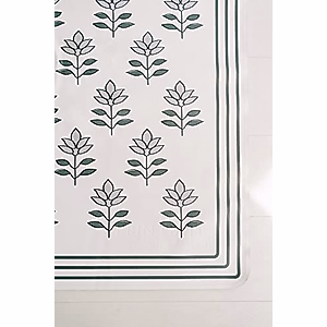 wander & roam Leather Play Mat | Non-Toxic | Waterproof and Sand Proof Beach Mat | Wipeable High Chair Floor Mat | Baby Floor Mat | Portable Picnic Mat (Petals Block Print Greige Large, 76x76)