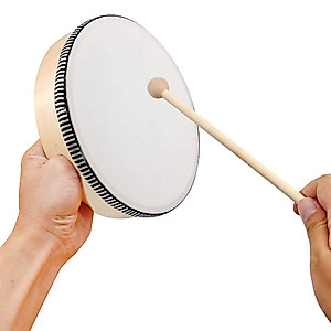 Nydotd 10 Inch & 8 Inch Hand Drum Kids Percussion Wood Frame Drum with Drum Stick Percussion Instruments Preschool Musical Education Children Performance Pro Hand Drum with Wooden Drum Beater