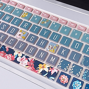 Sanfulin Silicone Keyboard Cover for 15.6 HP Pavilion & HP Laptop 15-eg 15t-eg 15-eh 15-er Series, HP Laptop 17 17-cn 17-cp 17z-cp Series, Red Flower