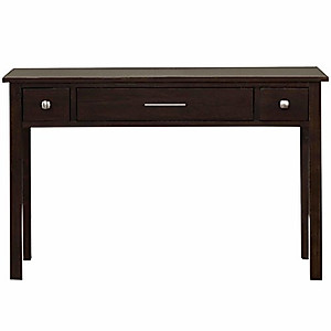 SIMPLIHOME Avalon SOLID WOOD Contemporary 47 Inch Wide Writing Desk in Dark Tobacco Brown, For the Office Desk, Writing Table, Workstation and Study Table