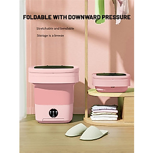 Portable washing machine,Mini Washer,11L upgraded large capacity foldable Washer.Deep cleaning of underwear, baby clothes and other small clothes.Suitable for apartments, dormitories, hotels. (Pink)