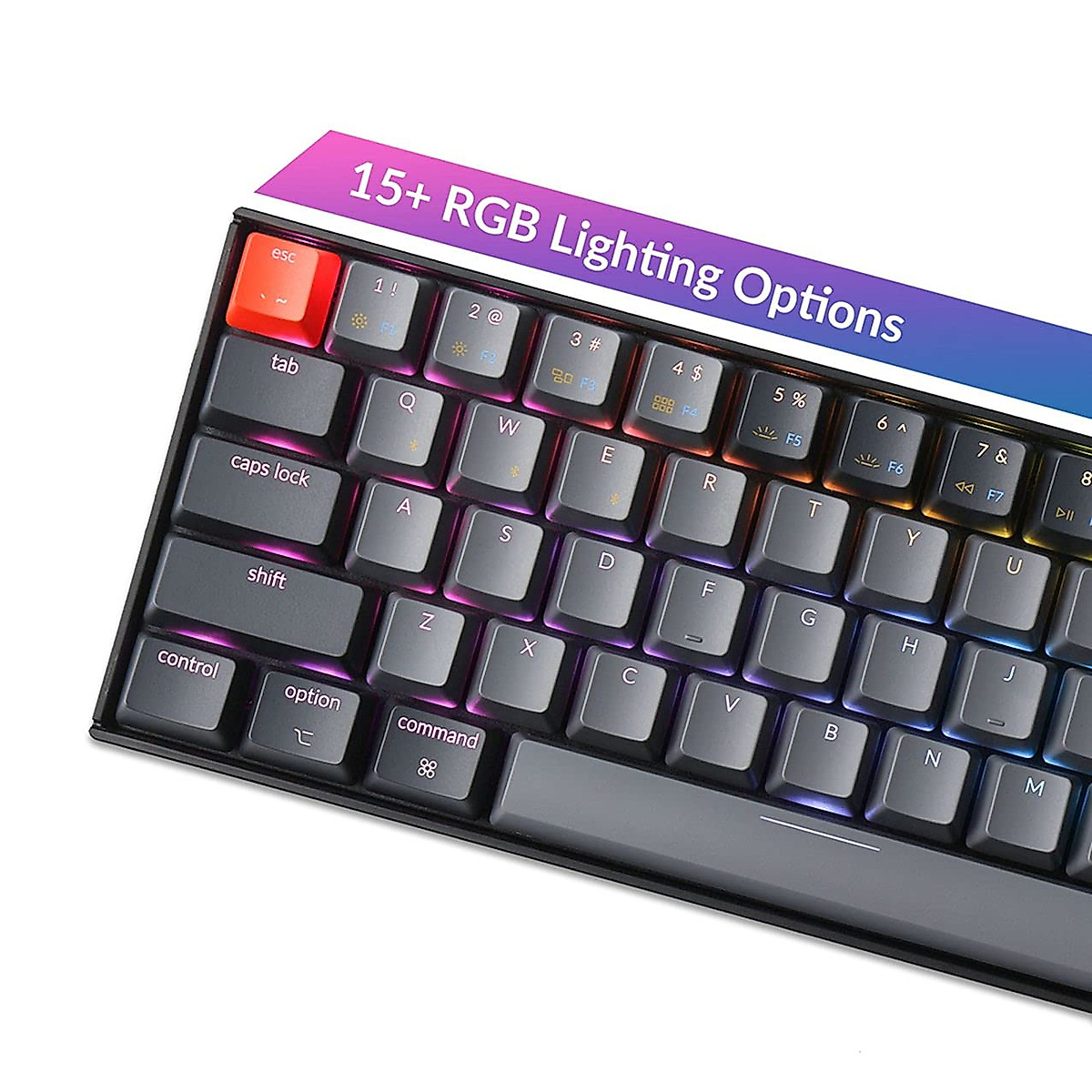 Keychron K6 Mechanical Keyboard 65% Compact 68 Key Wireless Gaming Keyboard, RGB Backlight Bluetooth 5.1/Wired Keyboard Compatible with Mac Windows, Gateron Brown Switch