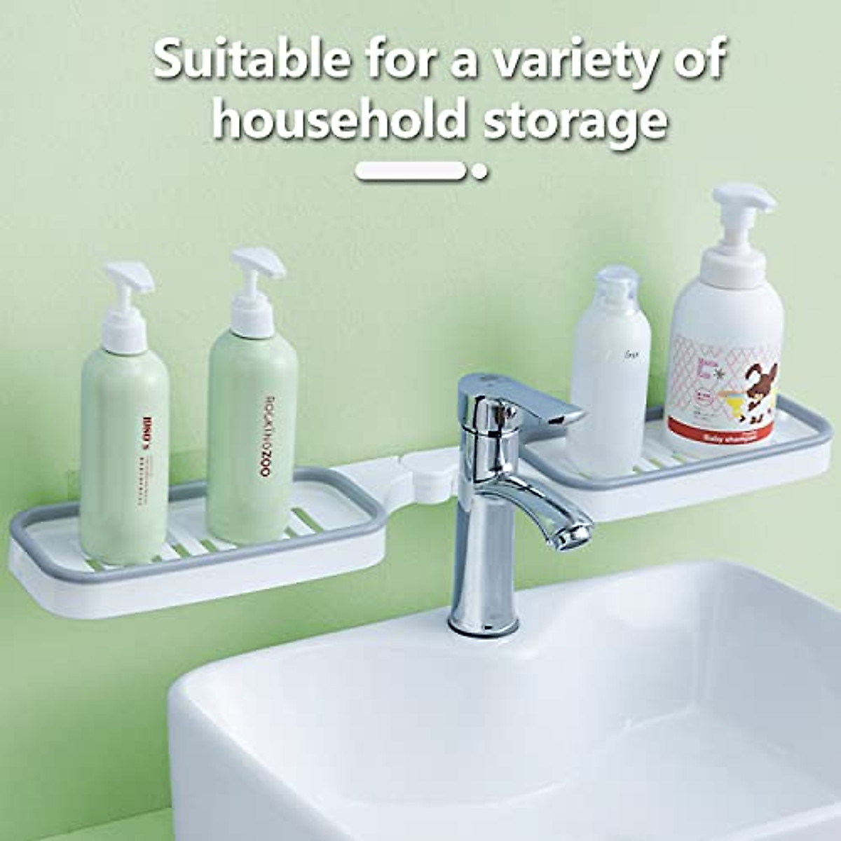 Bathroom Corner Punch-free Rack Adhesive Corner Shelf 180 Degree Rotating Shower Rack Adhesive Shower Caddy bathroom shelf tray bathroom shelf adhesive rack for shower corner shelf rack bathroom