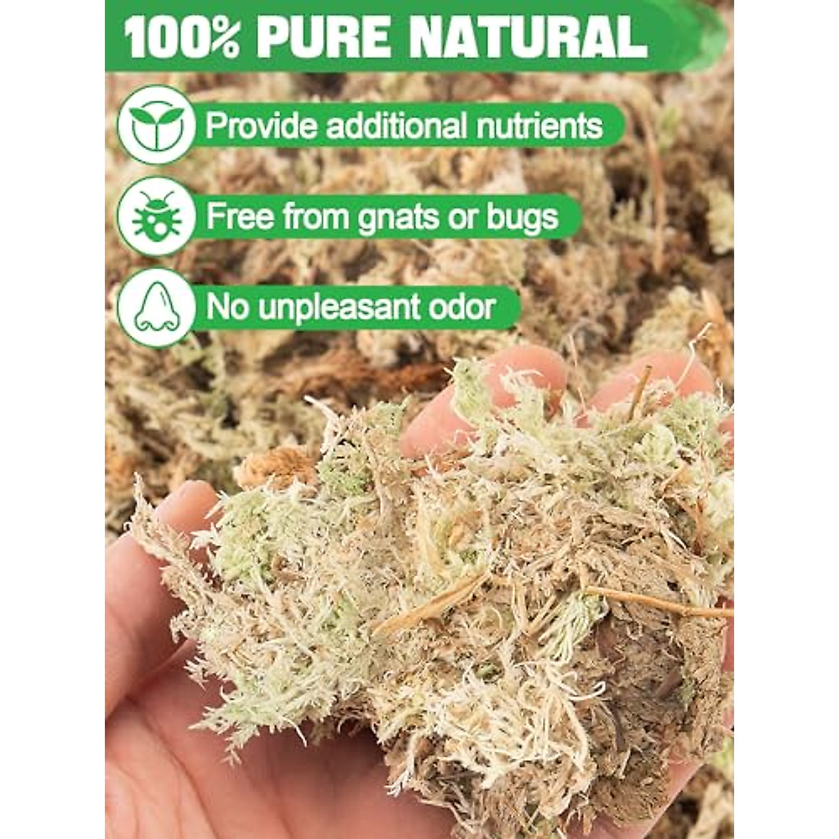 10 Oz Natural Sphagnum Moss for Plants- 22QT Dried Orchid Moss for Repotting Moisture Holding Plant Moss for Potted Plants Indoor Plant Growing Medium for Carnivorous Plants Succulent