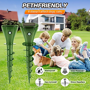 Mole Repellent for Lawns, Sonic Mole Repellent Solar Powered, Gopher Repellent Mole Trap, Screw Snake Groundhog Vole Trap Outdoor with 3 Vibration Modes Anti-Adapt, Quiet, 4pcs