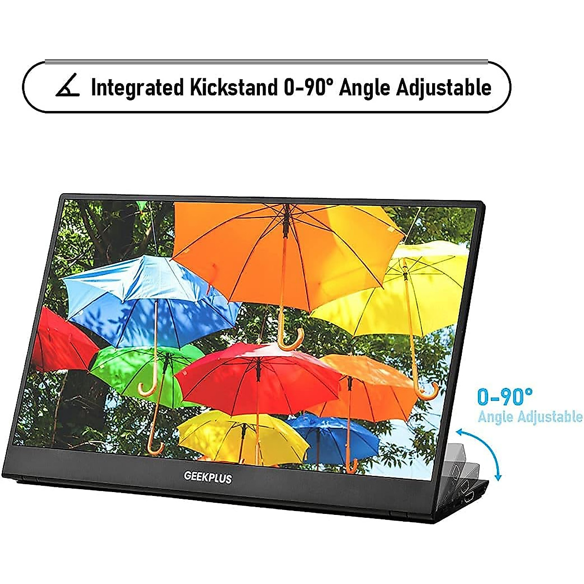 Geekplus Touch Monitor Portable Touchscreen Slim Mini Monitor with Battery Kickstand Speakers Laptop Monitor, External Monitor 15.6 Inch Computer Display 1080P Screen HDMI USB C Gaming Travel Monitor