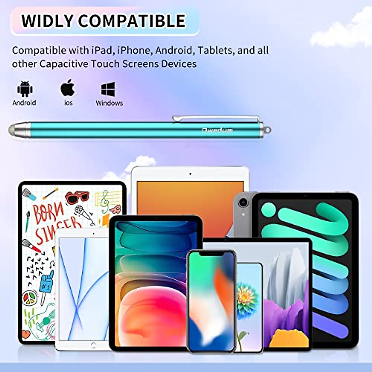 Stylus Pens for Touch Screens (6 Pack), High Sensitivity Fiber Tip Stylus Pen with Clip for Apple iPad, iPhone, Android, Tablets, Samsung, Galaxy