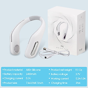 Rexspt Portable Neck Fan, Hands Free Bladeless Fan, USB Rechargeable Personal Fan with 3 Wind Speed Adjustable, Headphone Design 360° Cooling Hanging Fan for Traveling Office