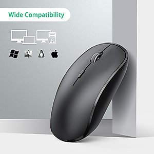 JOYACCESS Wireless Mouse, 2.4G Portable Slim Silent Computer Mouse Wireless with USB Nano Receiver, 2400 DPI, for Notebook, Laptop, PC - Black