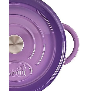 AILIBOO 6 QT Enameled Dutch Oven Pot with Lid-Dual Handles-Oven Safe up to 500° F or on Stovetop Use to Marinate, Cook, Bake, Refrigerate and Serve-Purple Dutch Oven 6 Quart