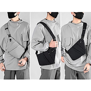 Vensivy Sling Crossbody Bags Anti-thief Slim Personal Flex Bag Safe Purse Bags for Women Men Waterproof (Black, Right)