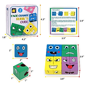 Tamflez Wooden Matching Puzzle Games, Puzzle Building Cubes Toys Educational Logical Match Board Games Toys for Adults Kids 3 Ages