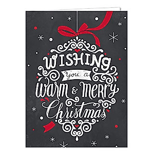 Celebrate the Season Chalkboard Christmas Card Assortment Pack / 25 Greeting Cards Set / 5 Holiday Designs Versed Inside With White Envelopes