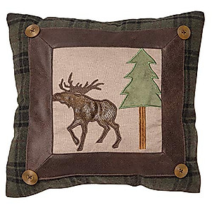Carstens, Inc. Moose Scrap Rustic Cabin 18x18 Throw Pillow, Brown