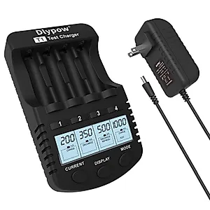 Dlypow Multifunction Batteries Charger for Ni-MH/CD AA AAA Rechargeable Batteries Charger, Smart Charger(Charge,Discharge,Refresh,Capacity Test Function), LCD Display USB Input