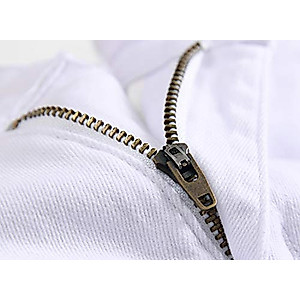 Boy's Stylish Moto Biker Skinny Ripped Wrinkled Stretch Fit Denim Jeans Pants,White,14