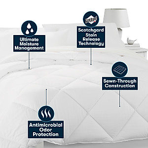 Serta Air Dry Extra Warmth Quilted Microfiber Fill Down Alternative Comforter, Twin, White