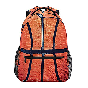 DXTKWL Sports Ball Basketball Texture Theme School Backpack for Teens Girls Kids Boys, Women Men Adult 15 in Laptop Backpack Casual Elementary Student College Bookbag Travel Hiking Camping Daypack