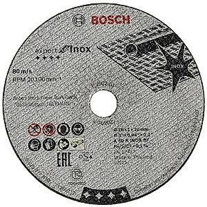 Bosch Professional 2608601520, 5 Expert for Inox Cutting Discs (for Stainless Steel, 76 x 10 x 1 mm, Accessories for Angle Grinders), Gray