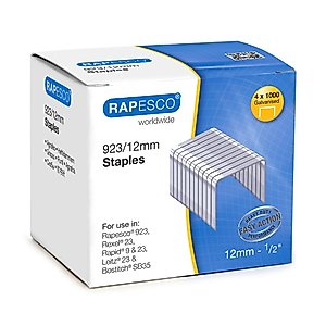 Rapesco 923 Type 1/2" Galvanised Staples, Box of 4,000 (S92312Z3)