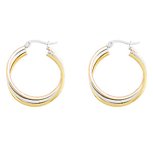 Edforce Women's Stainless Steel Overlapping Triple Hoop Earrings, (25mm-35mm) (F: 3 Tone (35mm))