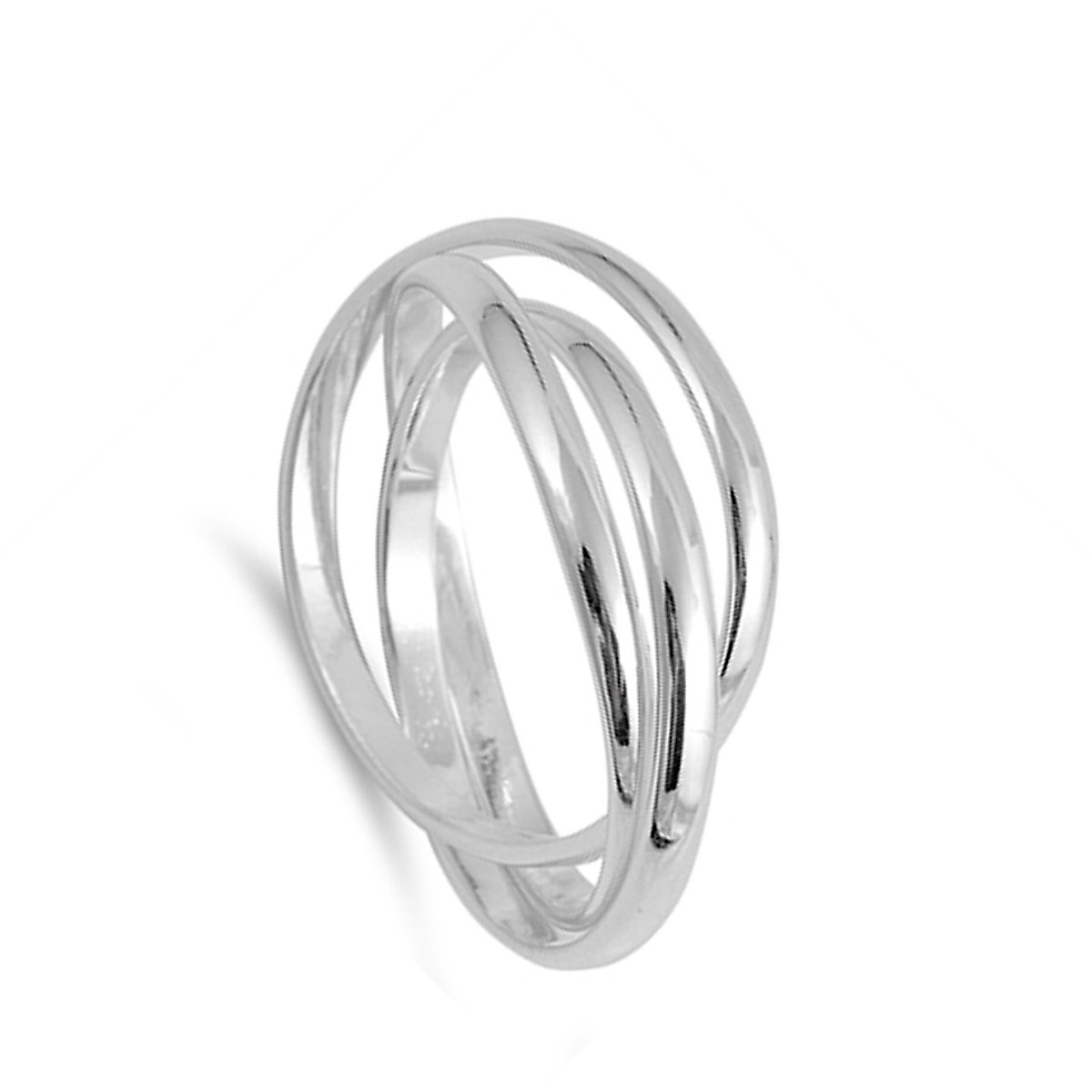Triple Interlocked Rolling Stacking Ring Sterling Silver Wedding Band Size 10
