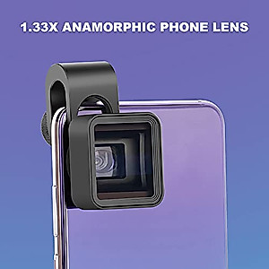 1.33X Anamorphic Lens for iPhone for Android, Wide Screen Deformation Filmmaking Lens, Video Maker Universal Optical Phone Lens