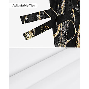 SIGOUYI Kitchen Curtains, Black White Gold Marble Valances for Windows, Short Curtains Rod Pocket Bathroom Curtains Window, Kitchen Window Curtains Over Sink, 42x12in Valances for Kitchen