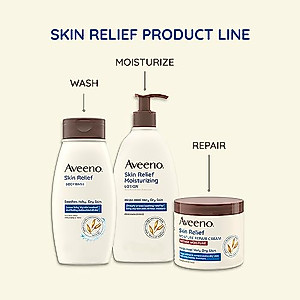 Aveeno Skin Relief Fragrance-Free Body Wash with Triple Oat Formula, Gentle Daily Cleanser for Sensitive Skin Leaves Itchy, Dry Skin Soothed & Feeling Moisturized, Sulfate-Free, 18 fl. oz