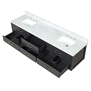 Bell+Modern Tuckerton 84 in W x 22 in D Black Double Bath Vanity and Carrara Marble Top